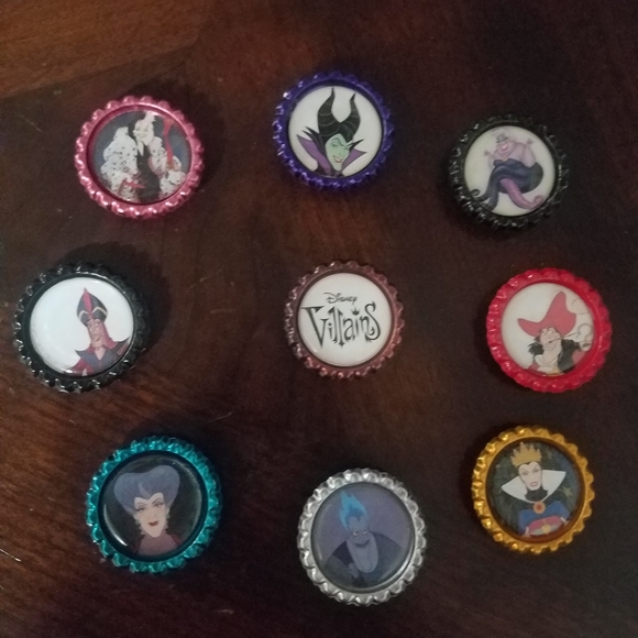 Other | Disney Villains Bottle Cap Magnets | Poshmark